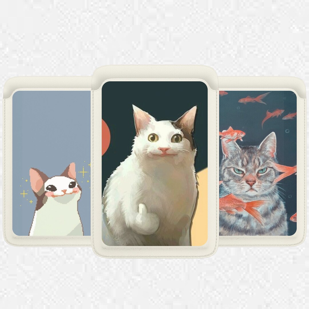 Funny Cat Magsafe Wallet, Magnetic Aesthetic Meme Kitty Pet Gift Art ...