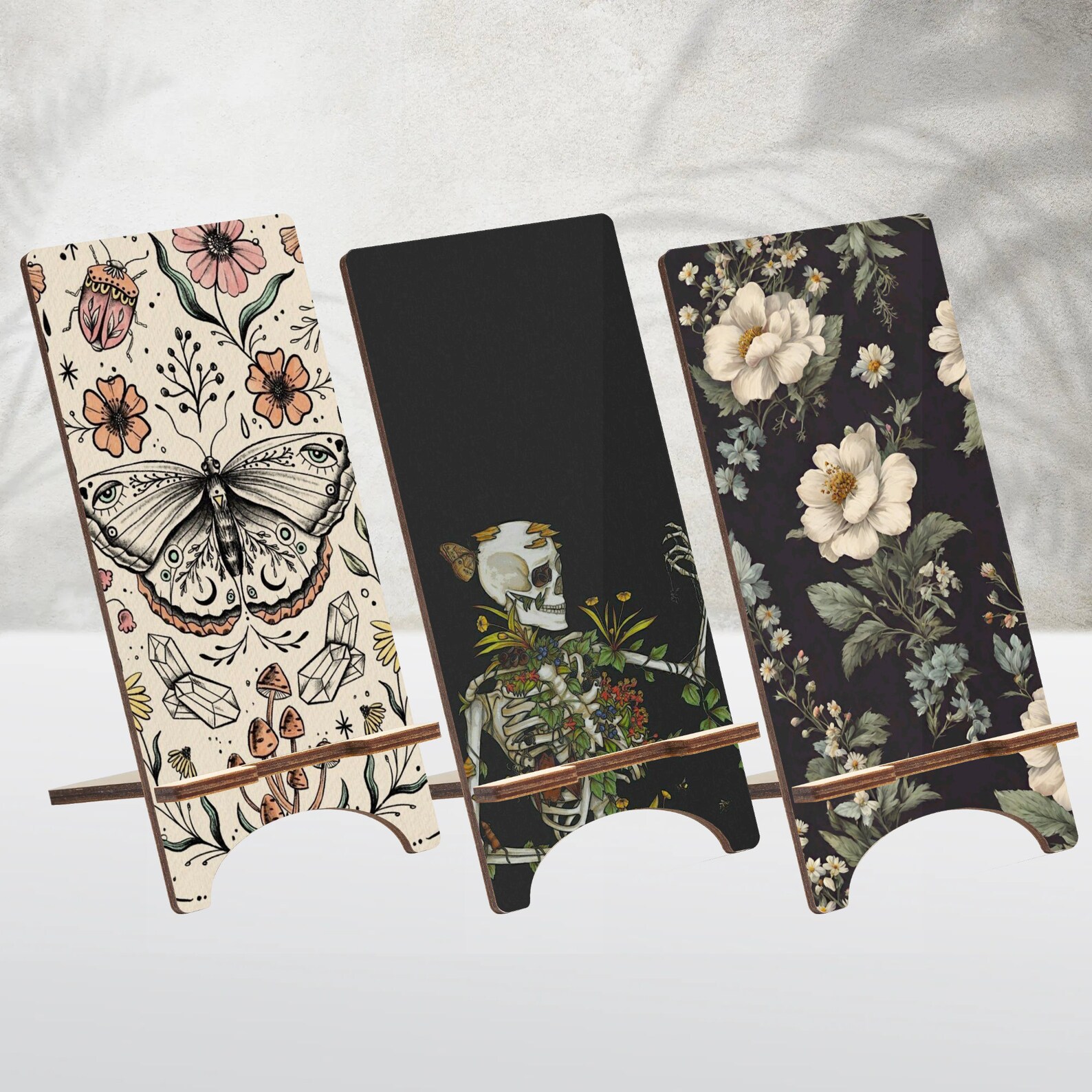 Vintage Bohemian Wood Phone Stand, Earthy Cottagecore Holder, Gift ...