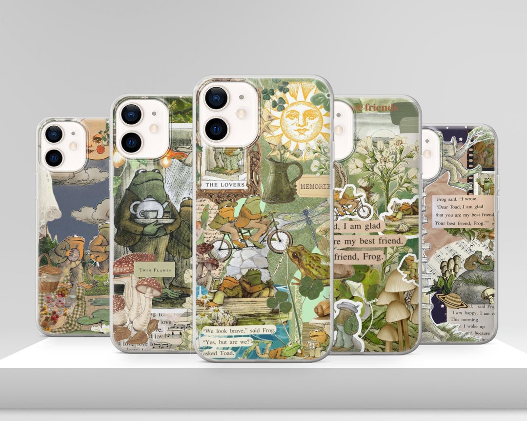 Aesthetic Frog Toad Collage Phone Case Cute Trendy Cartoon Green Cover ...