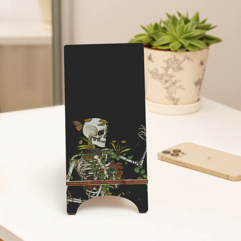 Vintage Bohemian Wood Phone Stand, Earthy Cottagecore Holder, Gift, Docking Station for iPhone ...