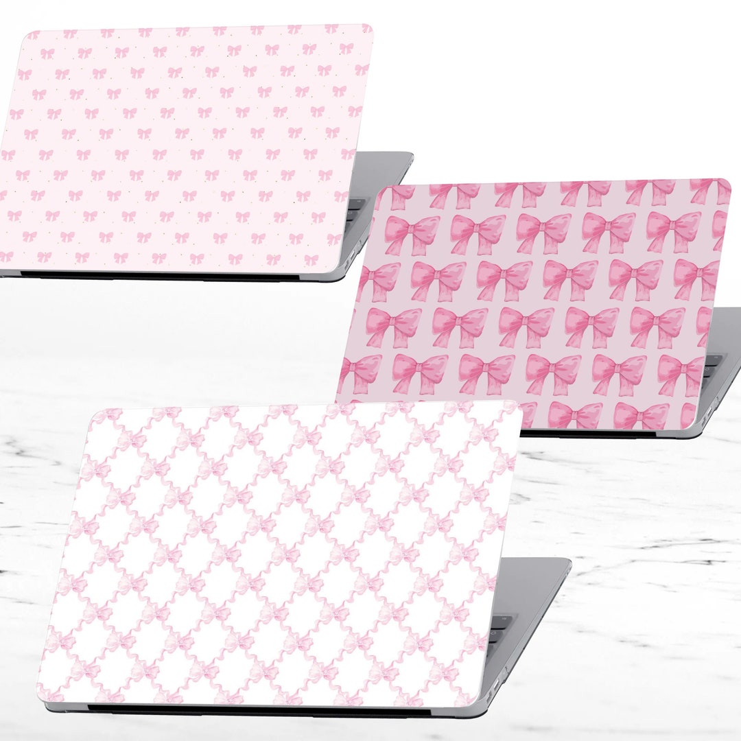 Cute Bow Mac Book Case Pink Laptop Cover, Pink Girly Bow Hard Bumper ...
