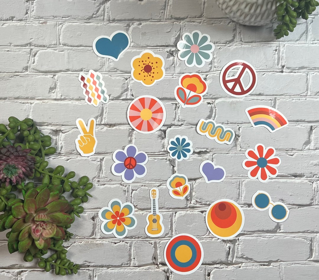 Retro 70s Sticker Set of 20 High Quality Water Resistant Groovy Disco ...