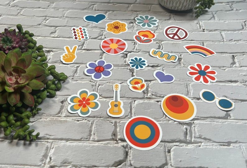 Retro 70s Sticker Set of 20 High Quality Water Resistant Groovy Disco ...