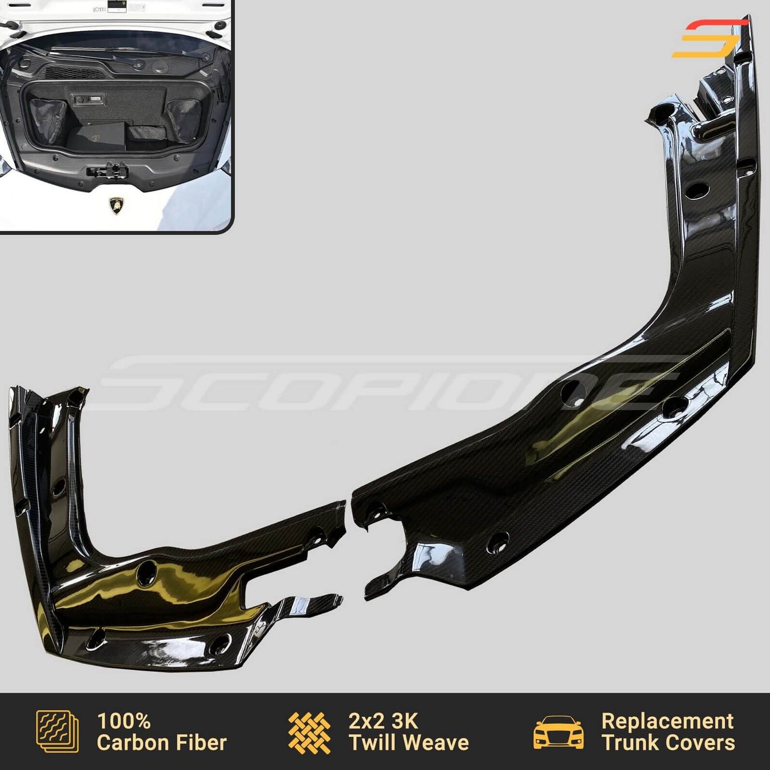 Scopione Carbon Fiber Front Hood Bonnet Trunk Covers Kit for ...
