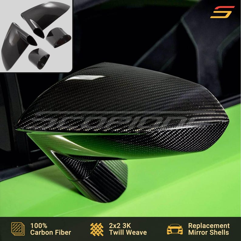 Scopione Carbon Fiber Replacement Side Mirrors Shells for Lamborghini ...