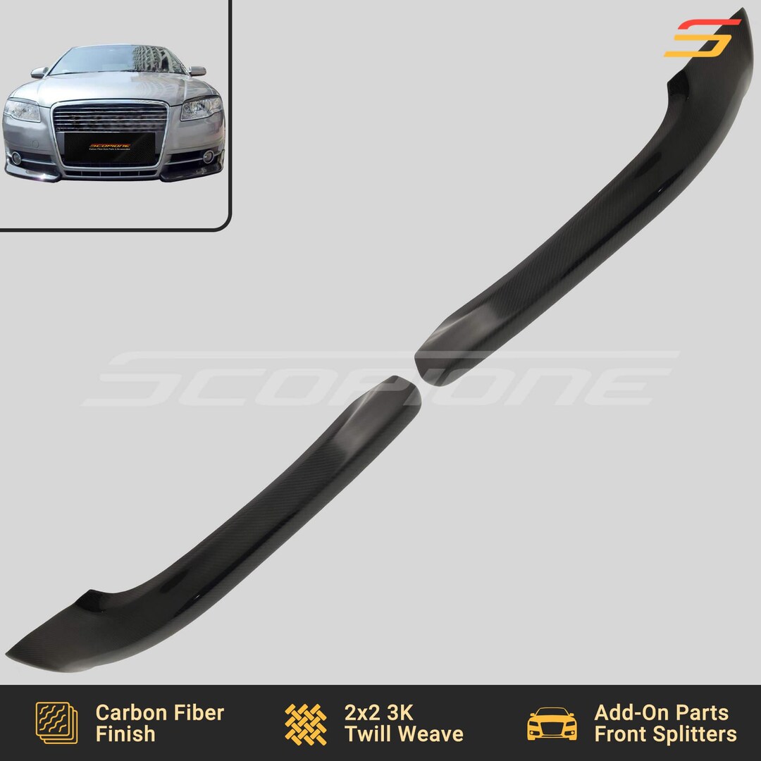 Scopione Carbon Fiber Front Bumper Splitters for Audi 05-08 A4 B7 - 8E ...