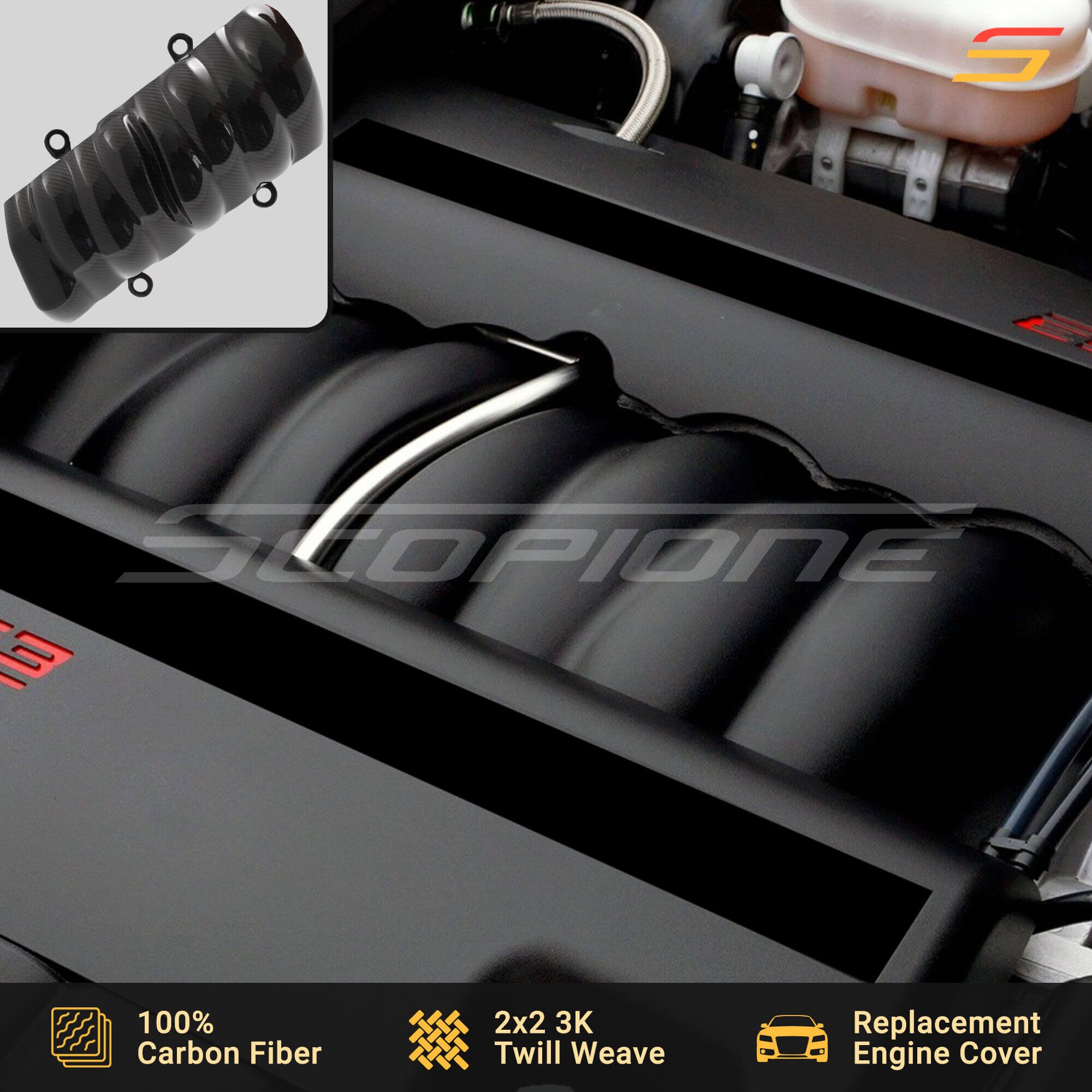 Scopione Carbon Fiber LS3 Engine Cover for Chevrolet C6 08-13 Corvette ...