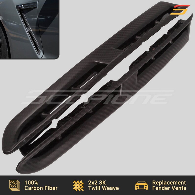 Scopione Carbon Fiber Fender Air Vents Duct Scoops for Nissan 08-24 GT ...