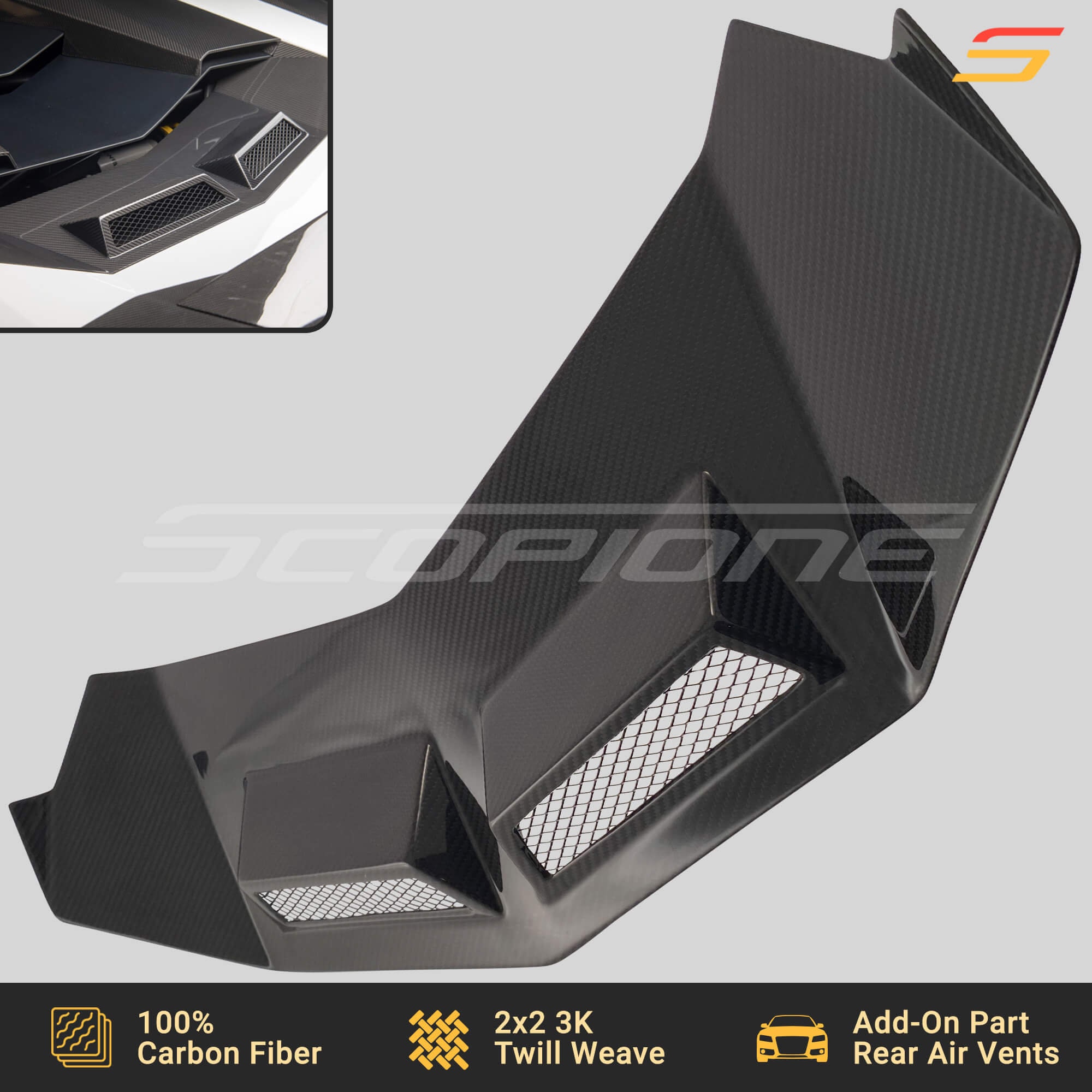 Scopione Carbon Fiber Engine Rear Air Intake Vents for Lamborghini ...