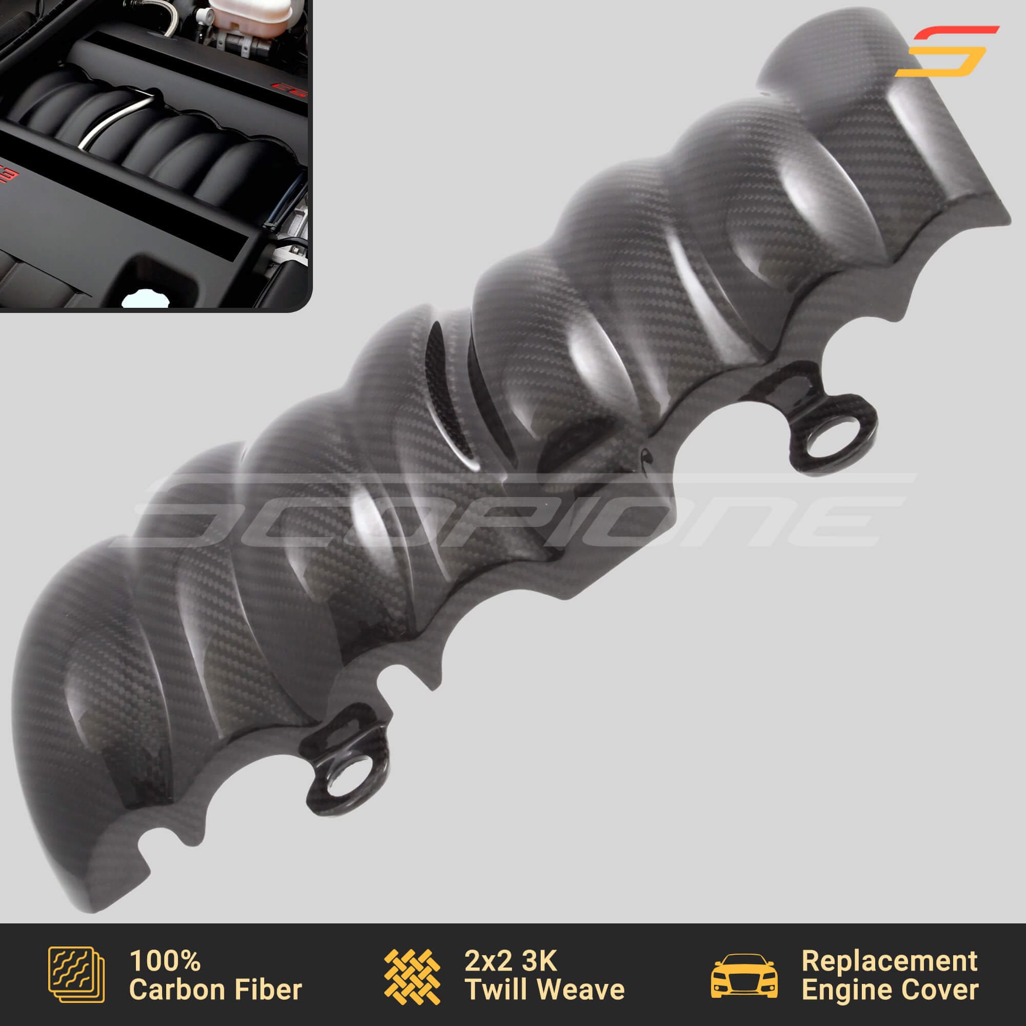 Scopione Carbon Fiber LS3 Engine Cover for Chevrolet C6 08-13 Corvette ...