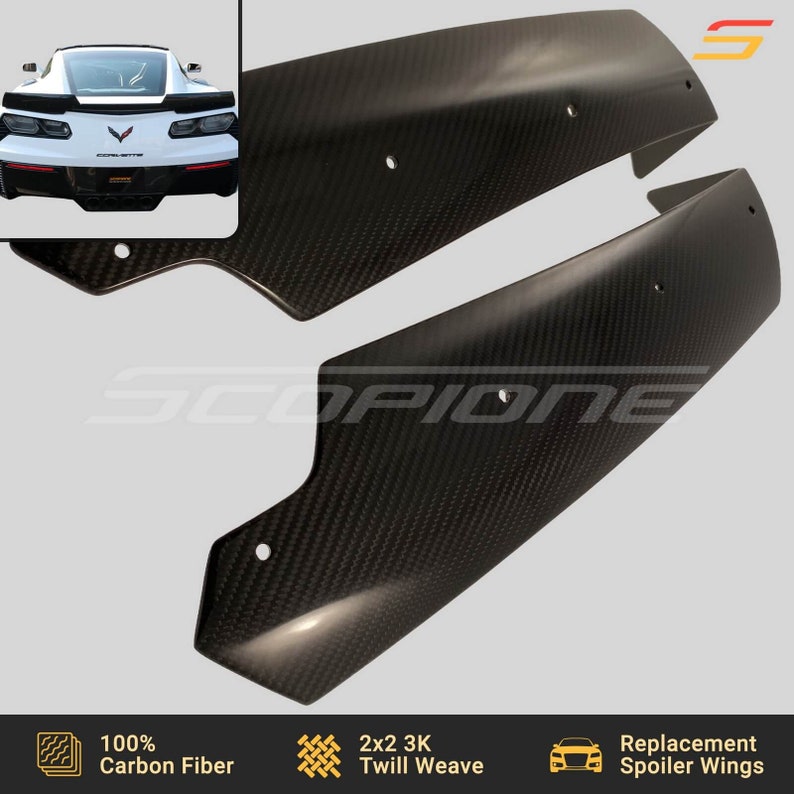 Scopione Carbon Fiber Rear Trunk Spoiler Winglets for Chevrolet C7 14 ...