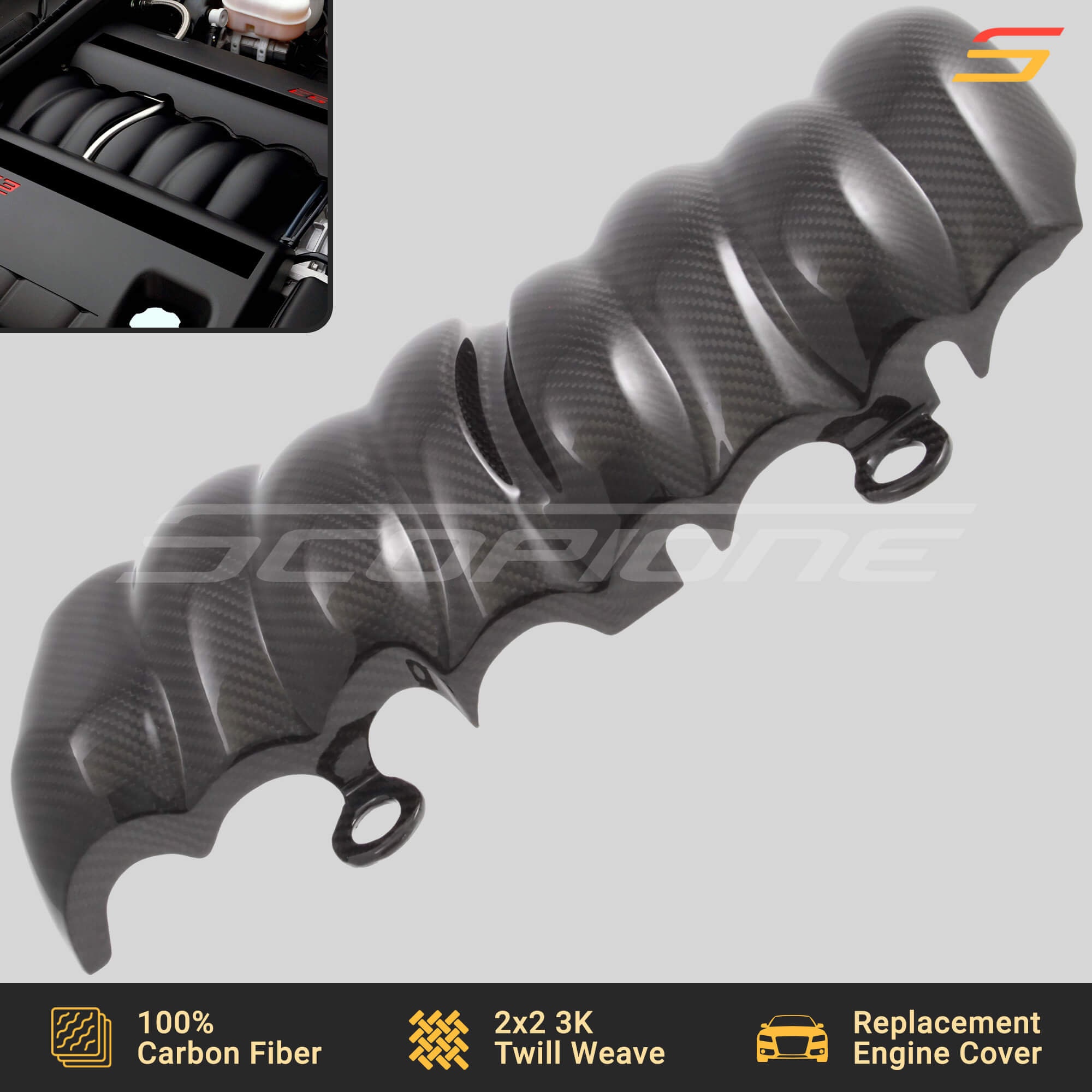 Scopione Carbon Fiber LS3 Engine Cover for Chevrolet C6 08-13 Corvette ...