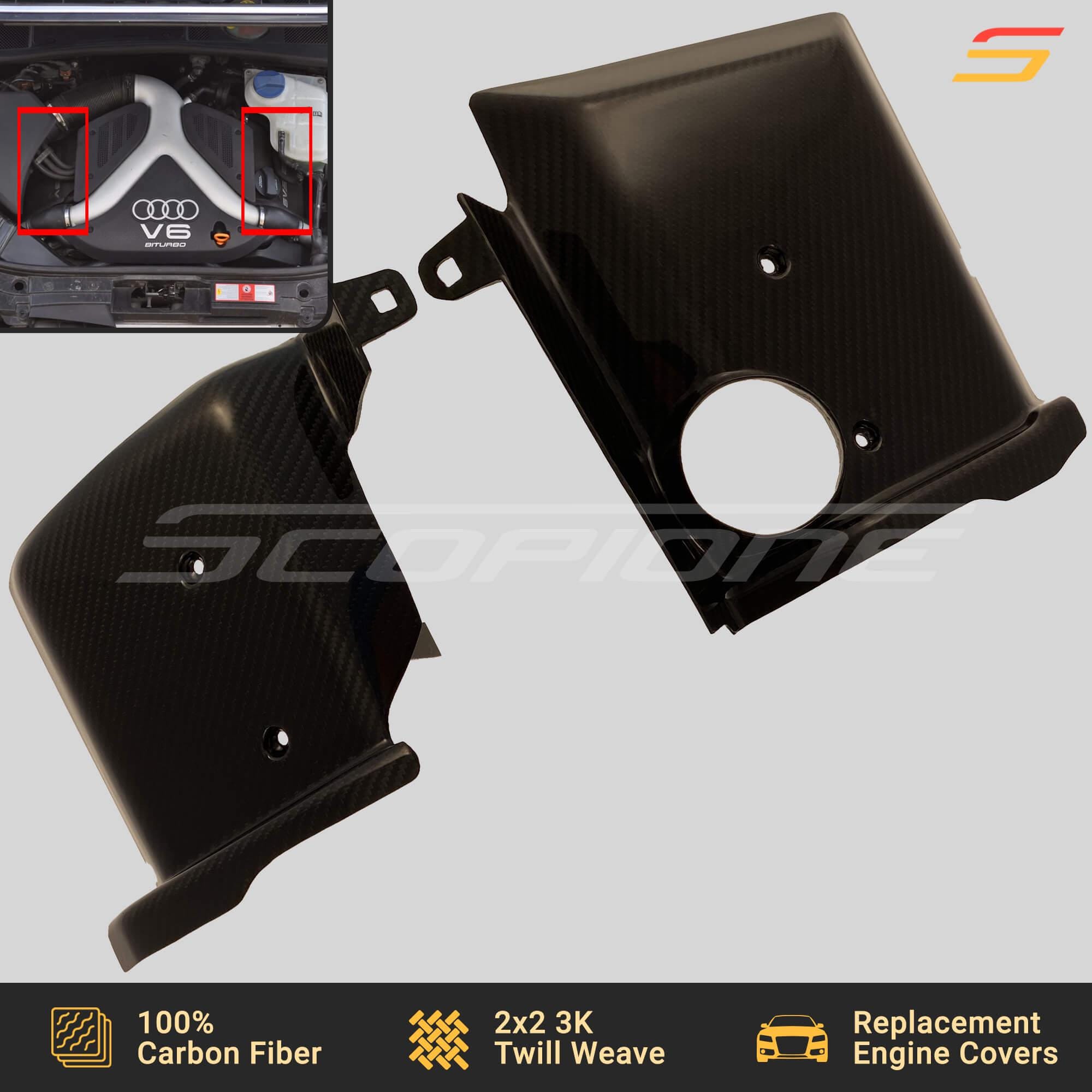Scopione Carbon Fiber Engine Bay Covers Kit for Audi 00-02 S4 B5 - V6 2 ...