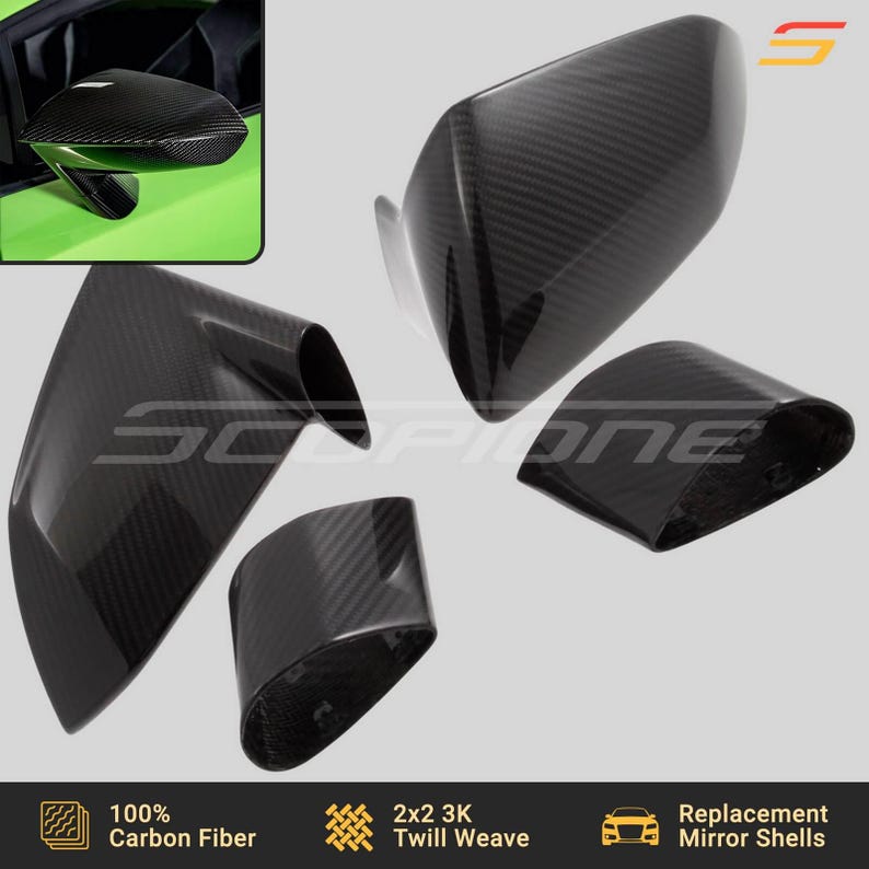 Scopione Carbon Fiber Replacement Side Mirrors Shells for Lamborghini ...