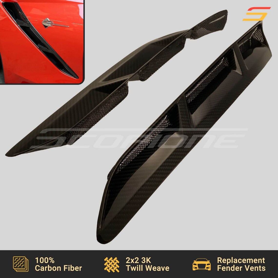 Scopione Carbon Fiber Front Fender Air Vents for Chevrolet C7 14-19 ...