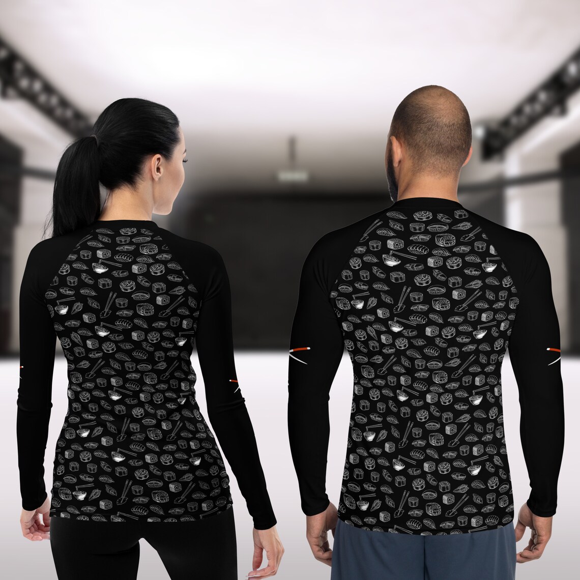 Sushi Rash Guard Black & White Jiu Jitsu No Gi Rash Guard BJJ Shirt MMA ...