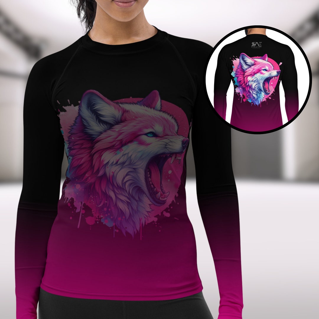 Jiu Jitsu Rashguard Alpha Wolf | BJJ Rash Guard for Kids Women Men ...
