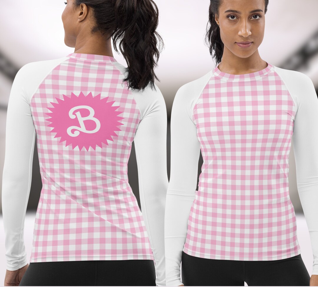Gingham Rash Guard | Pink Work Out Shirt | Jiu Jitsu No Gi Rash Guard ...