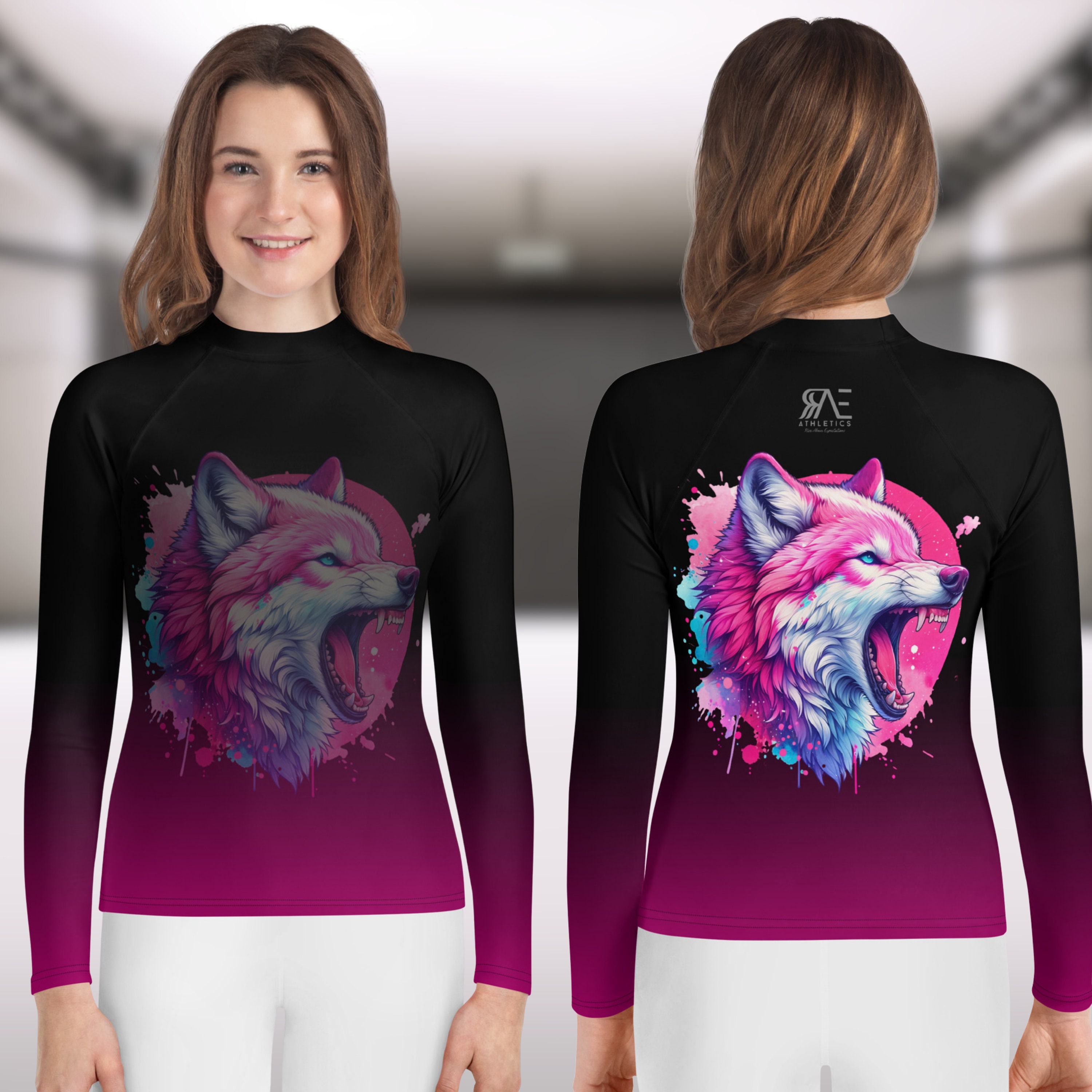 Jiu Jitsu Rashguard Alpha Wolf | BJJ Rash Guard for Kids Women Men ...