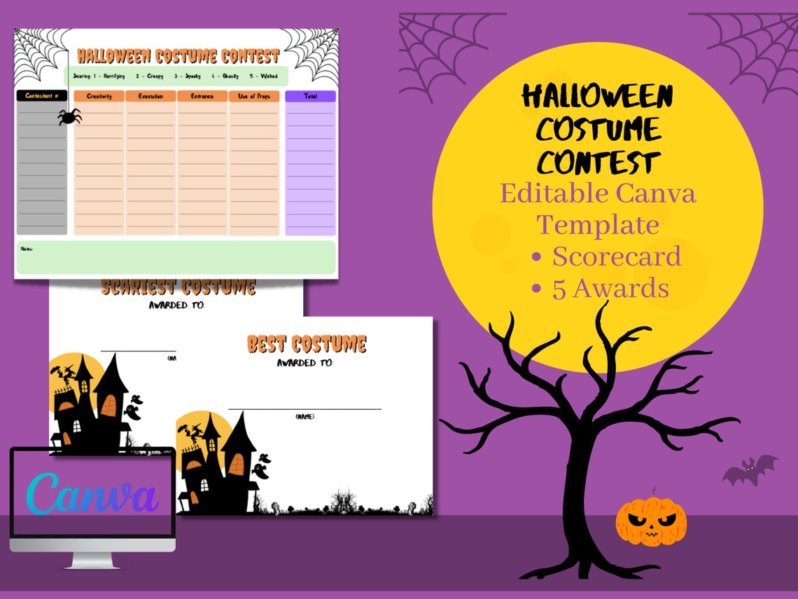 Halloween Costume Contest Scorecard/ Scoresheet L Editable - Etsy