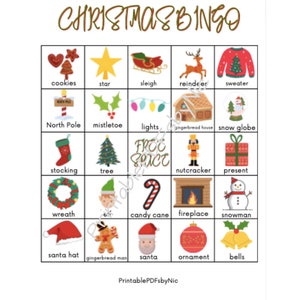 Christmas Bingo Includes 8 Bingo Cards and Calling Cards for Classroom ...