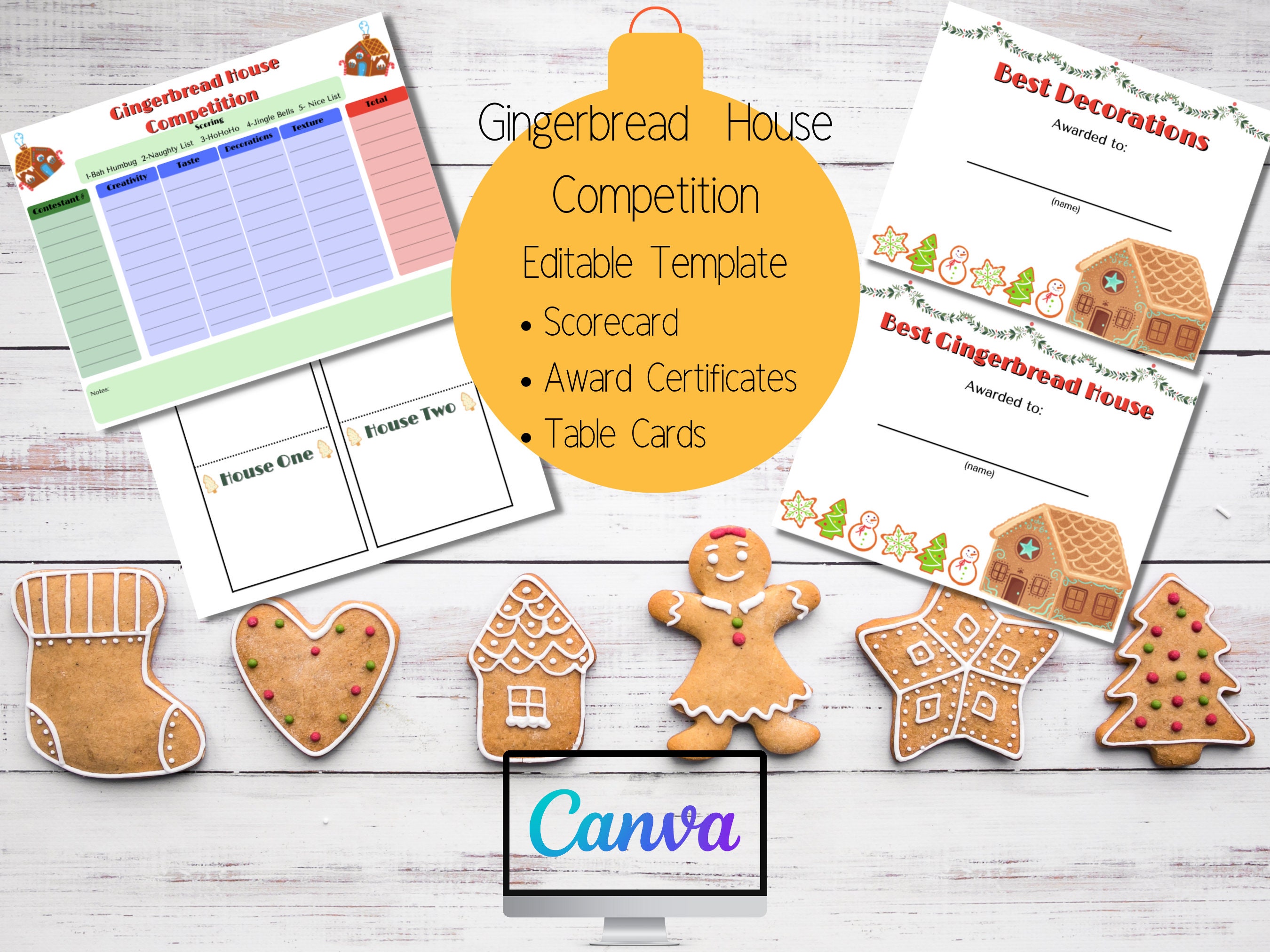 Gingerbread House Contest Scorecard/ Scoresheet L Editable Digital ...