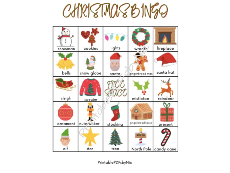 Christmas Bingo Includes 8 Bingo Cards and Calling Cards for Classroom ...