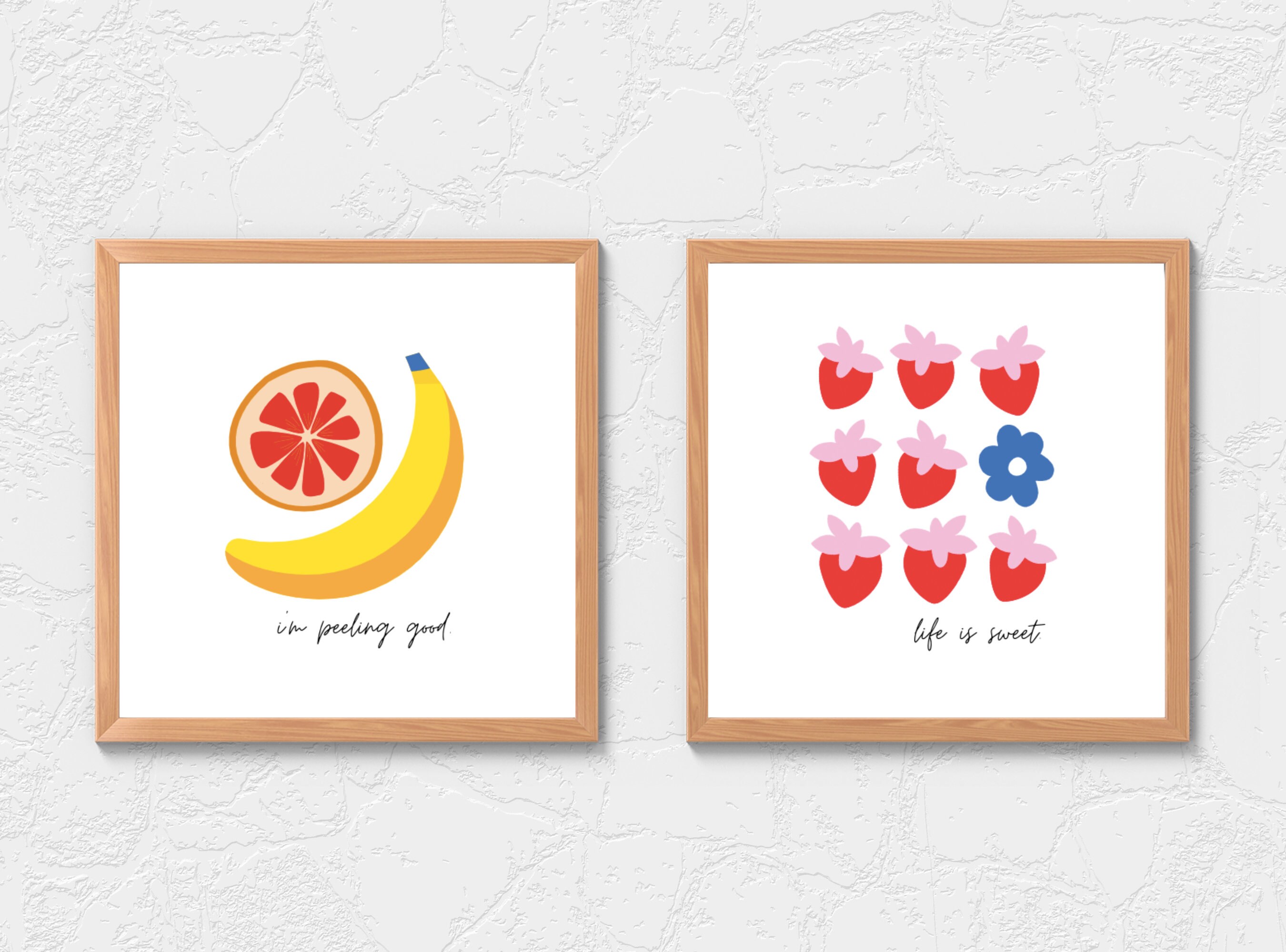 Set of 2 Fruit Printable Wall Art, Fruit Market Print, Kitchen Decor ...