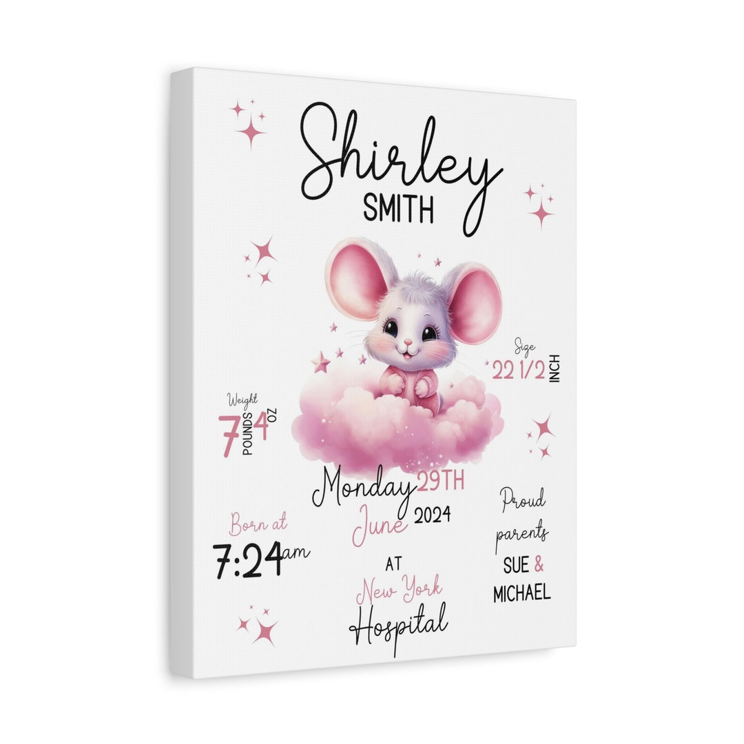 Custom Birth Canvas Mouse Personalized Gift for Birth, Birth Chart ...
