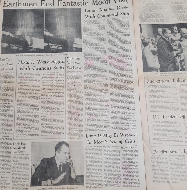1969 Moon Landing Newspaper | Eugene Register-guard, Apollo 11 - Etsy