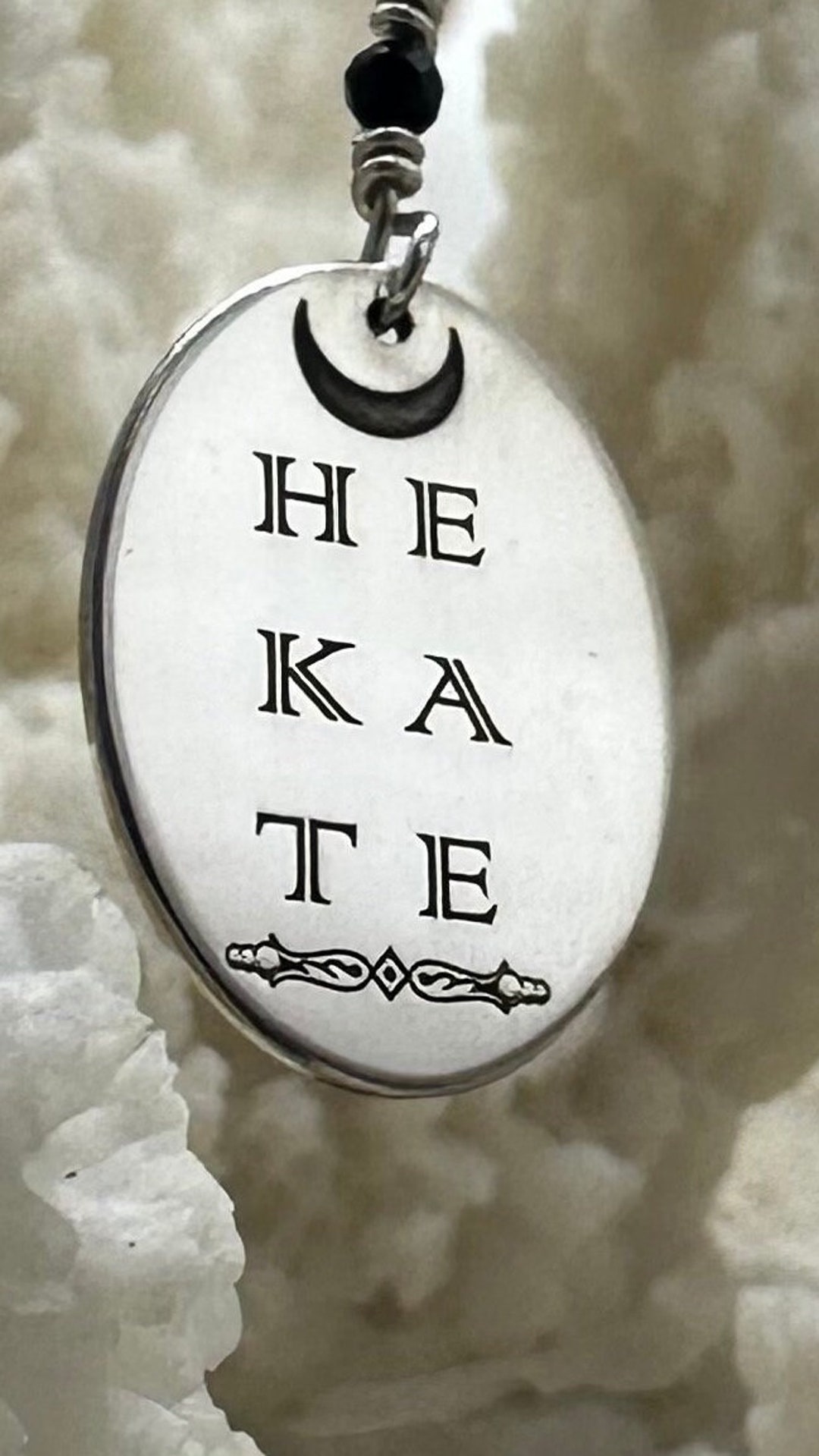 Attuned Hekate Snake Torch Double Sided Cresent Moon Pendant, 925 ...