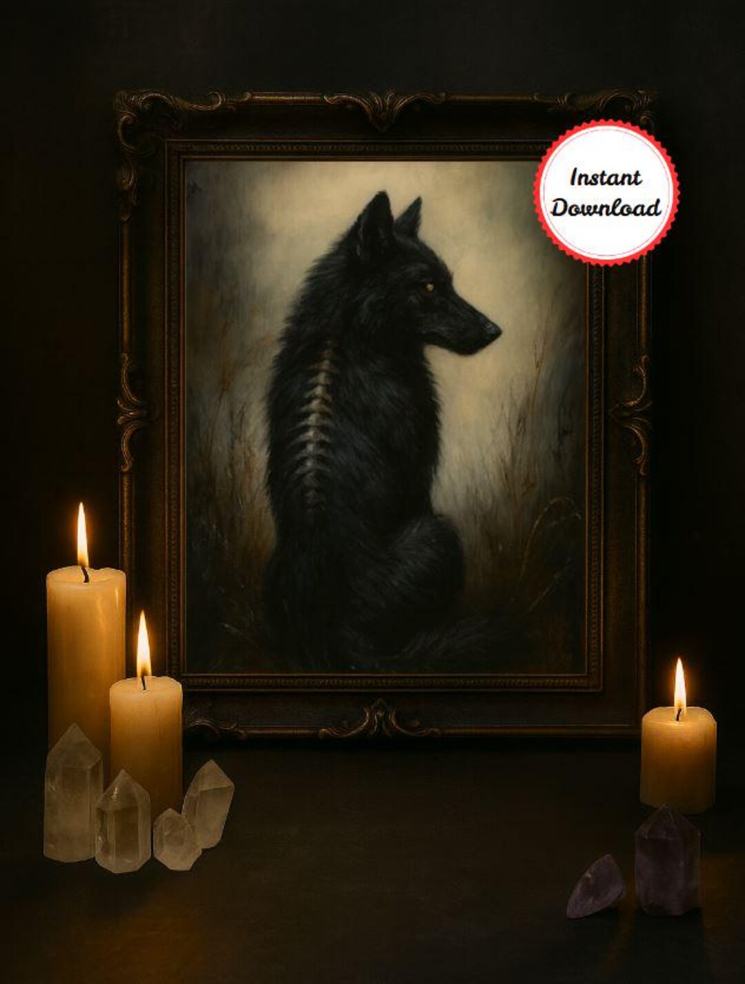 Haunted Forest Wolf Art Print: Gothic Macabre Wall Decor (JPG Download ...