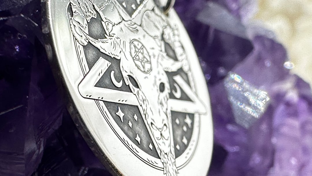 Sterling Silver Baphomet Satanic Goat Head Inverted Pentagram Attuned ...