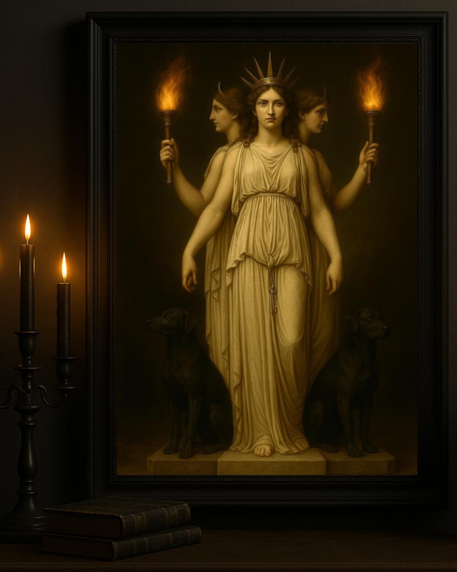 Hecate Triformis Hekate Triple Goddess Torches Art Print: Dark Mystic ...