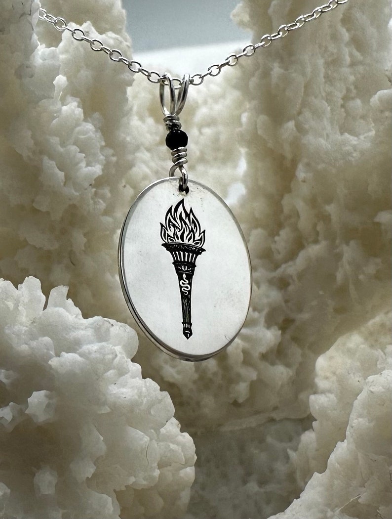 Attuned Hekate Snake Torch Double Sided Cresent Moon Pendant, 925 ...