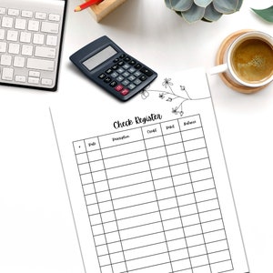 Check Register Printable Bujo Insert Productivity Planner ADHD Planner ...