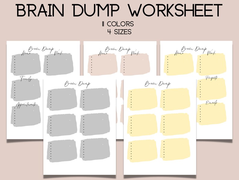 Volcado de cerebro imprimible Plantilla Organizador de pensamientos ...