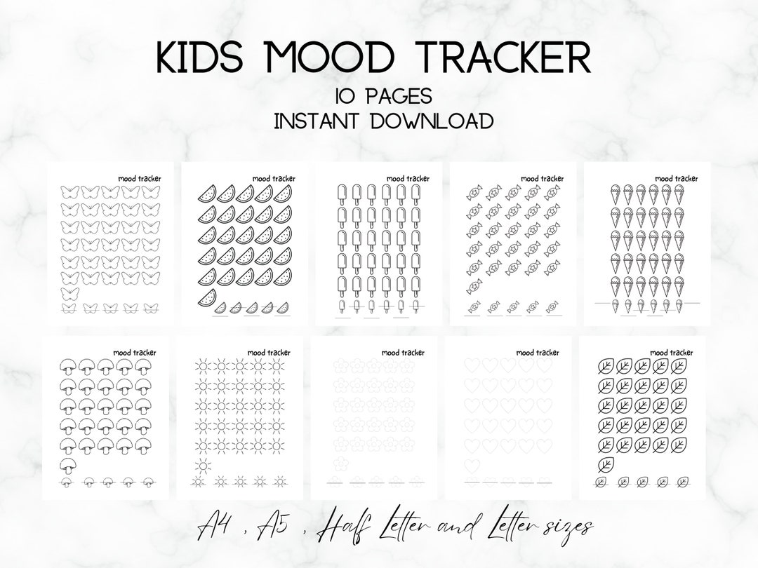 Kids Mood Tracker Printable Bundle Monthly Mood Tracker - Etsy