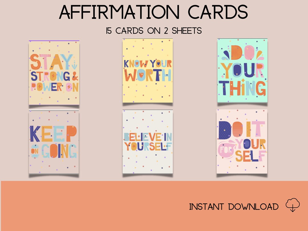 Positive Daily Affirmation Cards Empowering Motivational Cards Mental ...