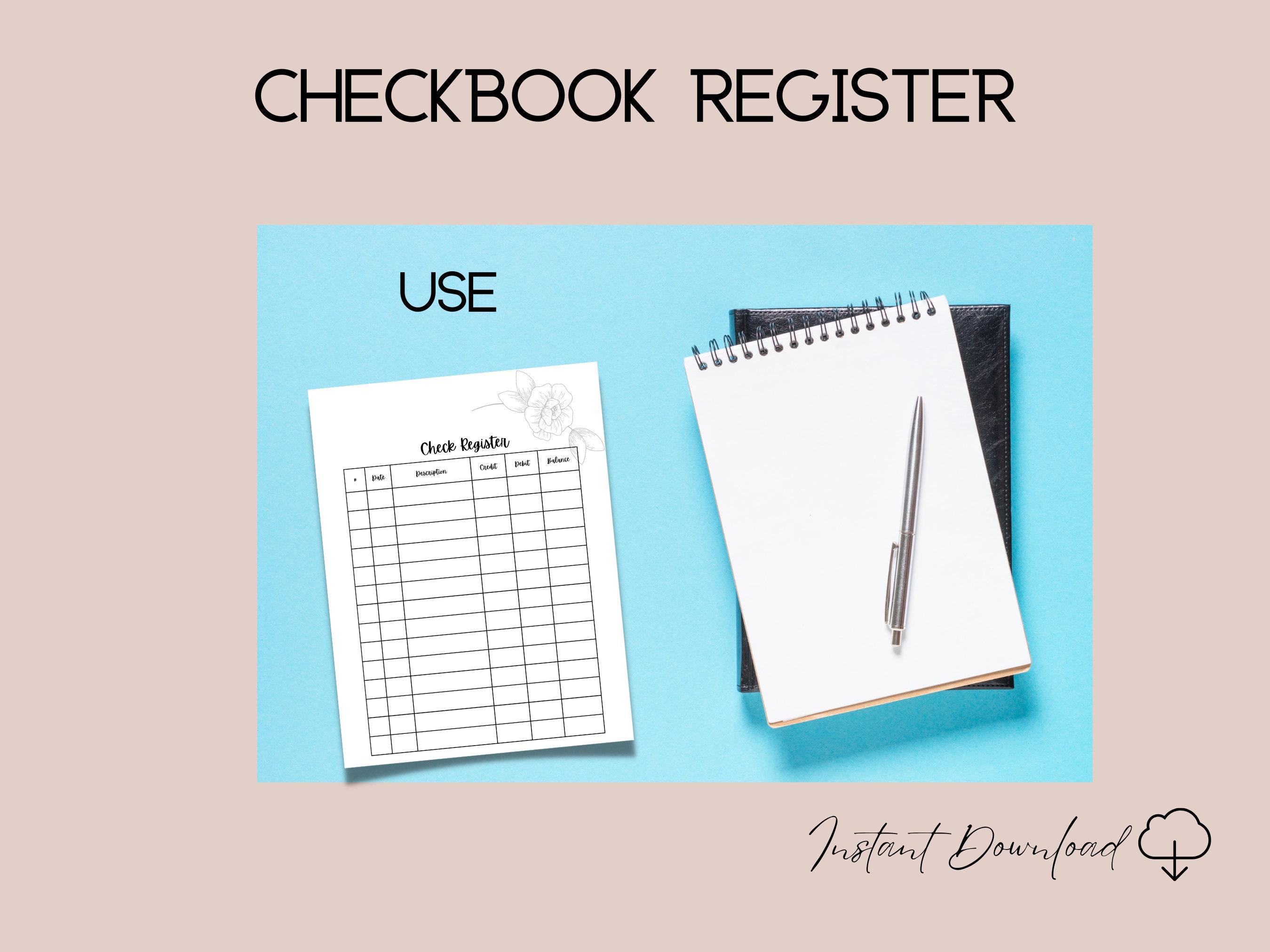 Check Register Printable Bujo Insert Productivity Planner ADHD Planner ...