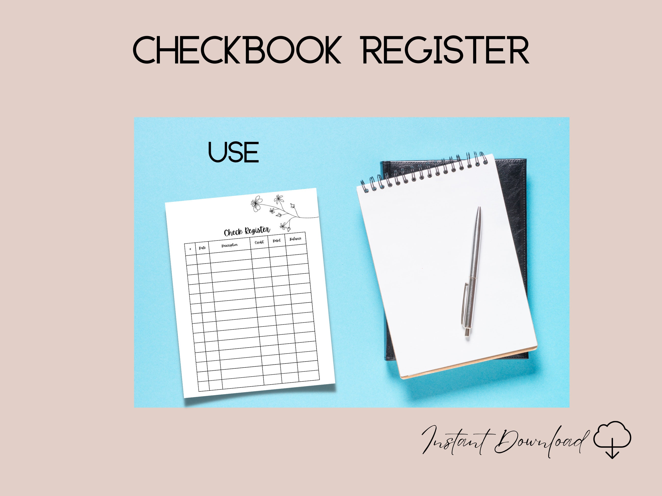Check Register Printable Bujo Insert Productivity Planner - Etsy