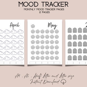 Mood Tracker Printable Bundle Self Care Journal Monthly Mood Tracker Mood Tracker Journal ...