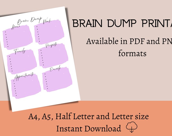 Brain Dump Printable - Template - Thought Organizer - to Do List - ADHD ...