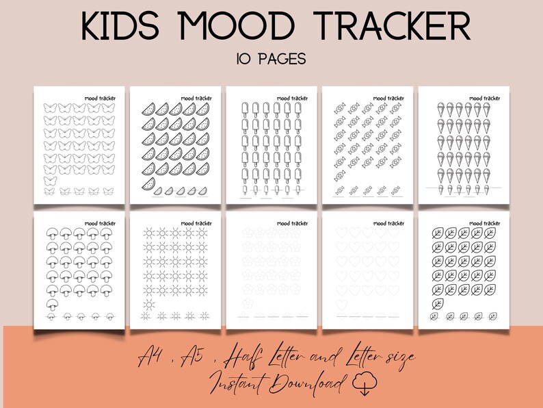 Kids Mood Tracker Printable Bundle Monthly Mood Tracker Mood Chart ...