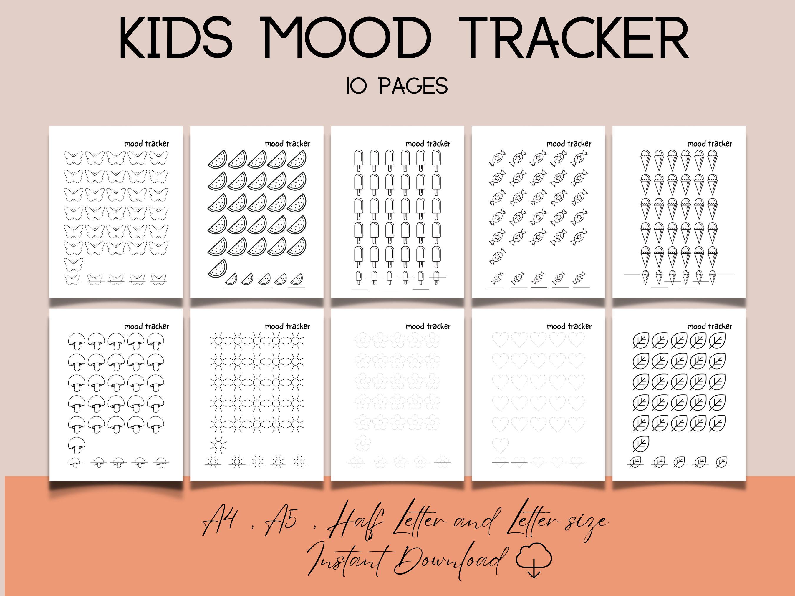 Kids Mood Tracker Printable Bundle Monthly Mood Tracker Mood Chart ...