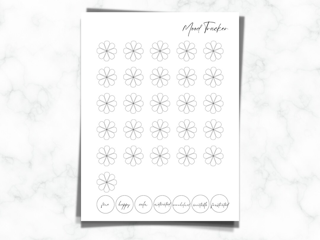 Mood Tracker Printable Monthly Mood Tracker Mood Chart Journal Self ...