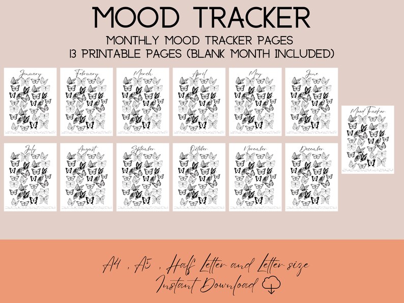 Mood Tracker Printable Bundle Self Care Journal Monthly Mood Tracker ...