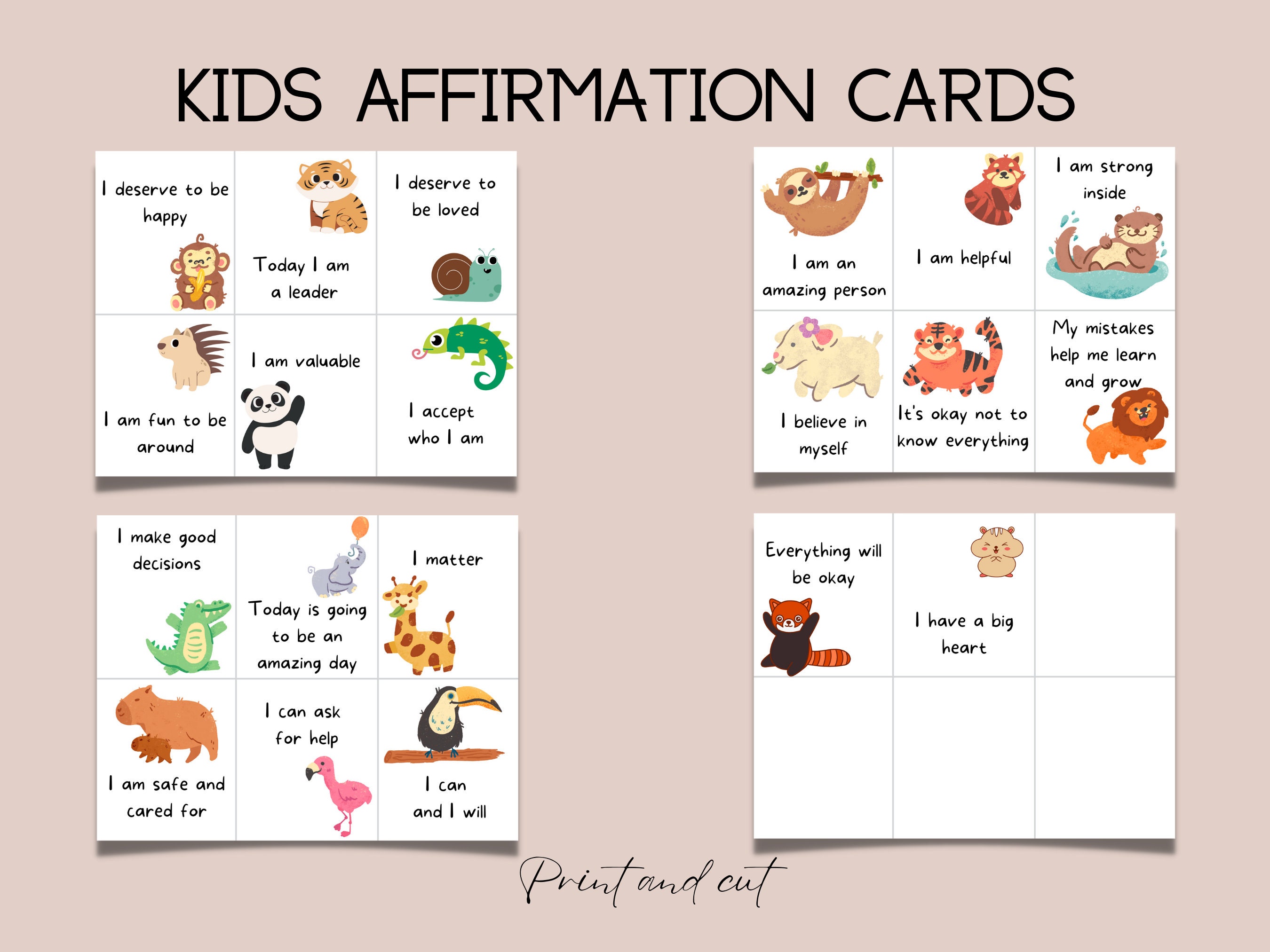 Kids Affirmation Cards Motivational Cards Positive Messages for Kids ...