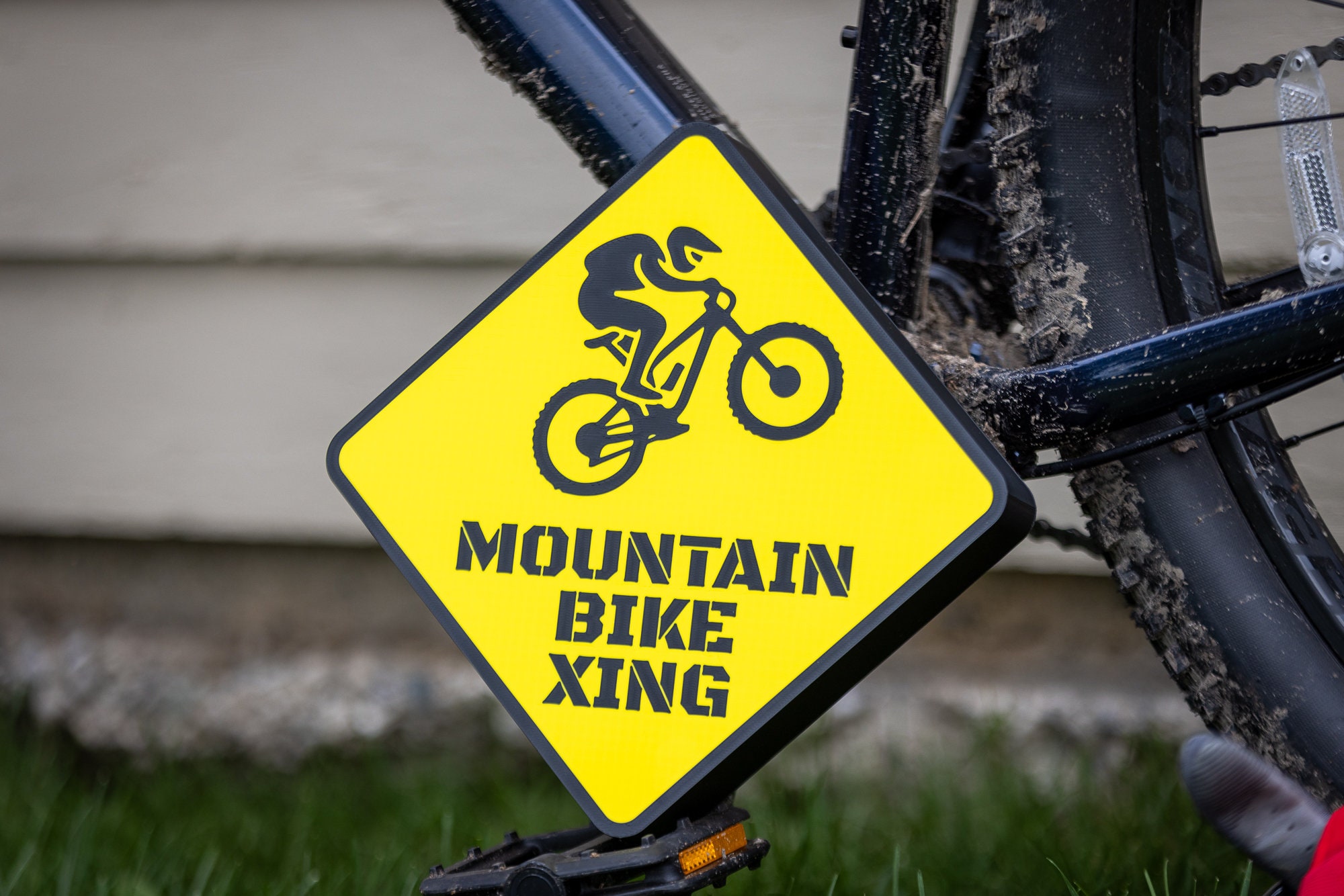 Mountain Bike Crossing Sign 3D Printed Mountain Biker Gift Mountain ...