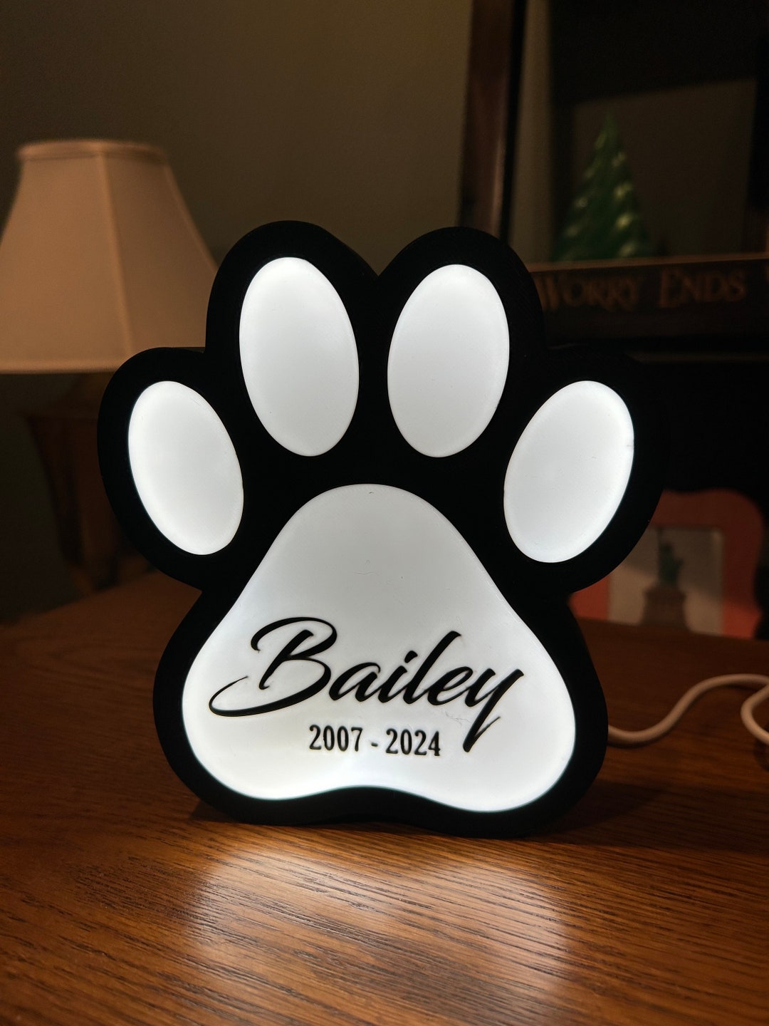 Personalized 3D Printed Pet Memorial Light-up Lamp Pet Memorial Lamp ...